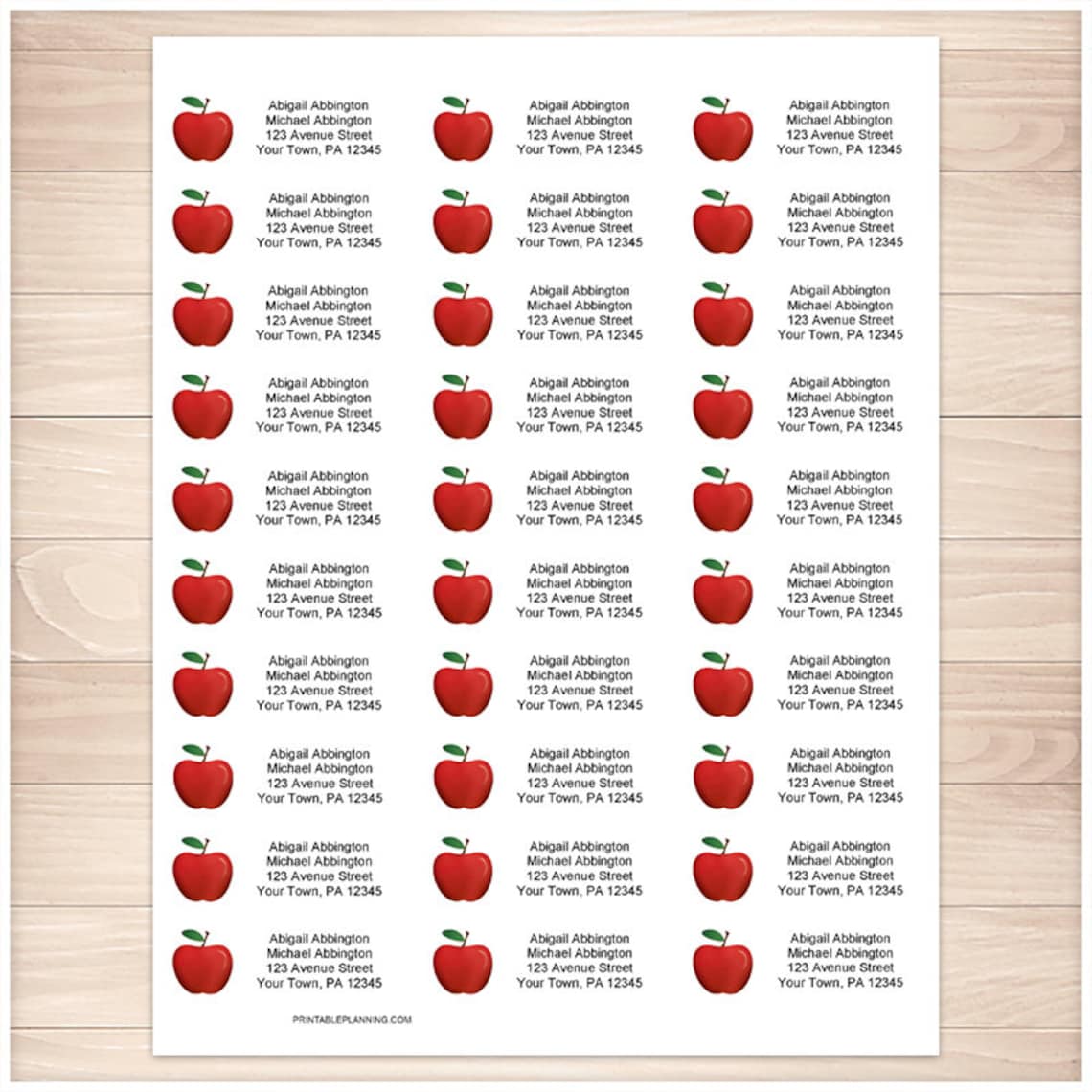 Printable Apple Address Labels Red Apple on White | Etsy