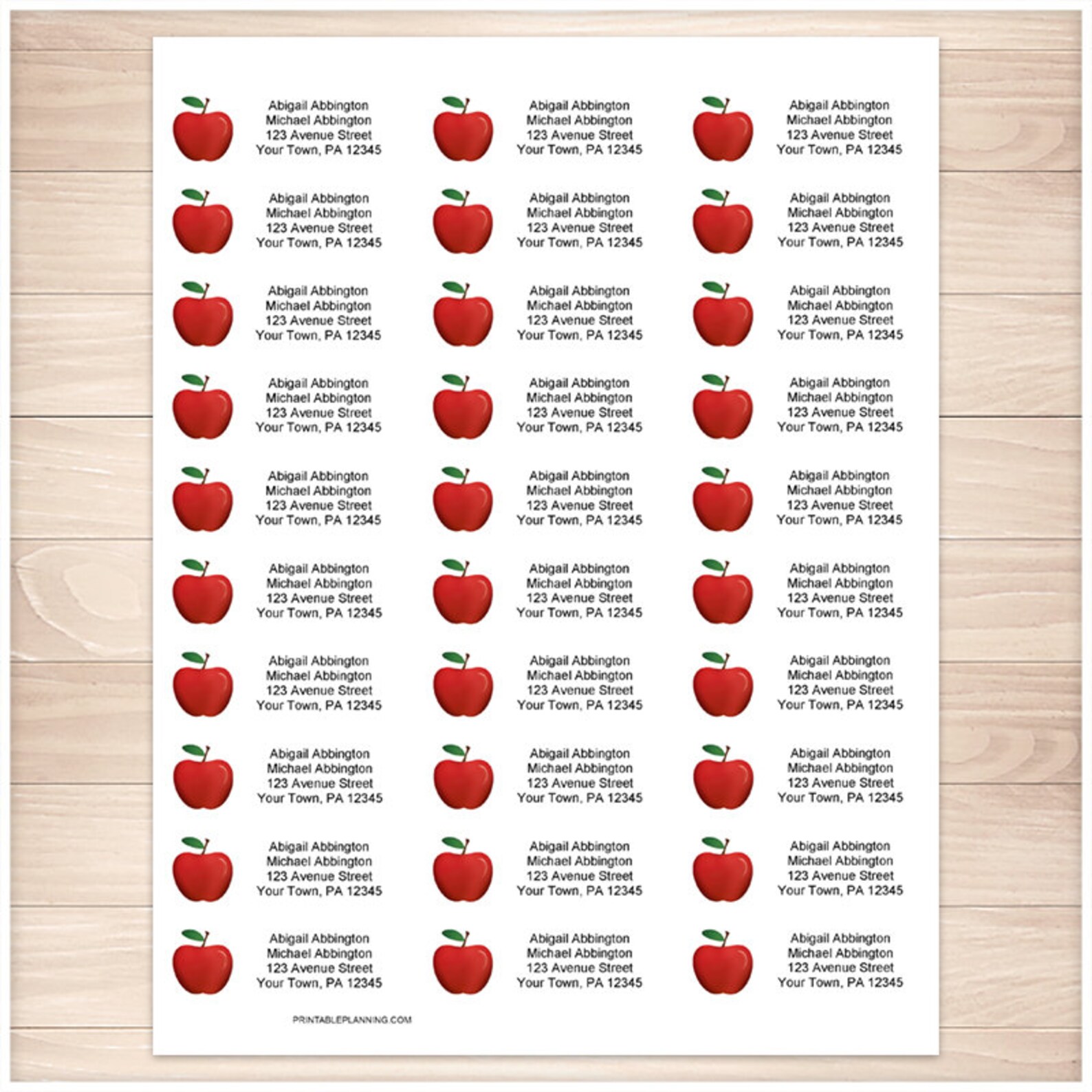 Printable Apple Address Labels Red Apple on White | Etsy