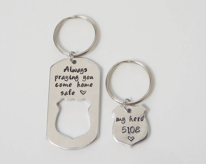 Always Praying You Come Home Safe. My Hero Keychain. Police Badge ...
