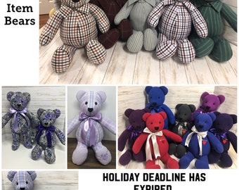 Handmade Keepsake Memory Bear, Custom Memorial Teddy Bear, Made From ...