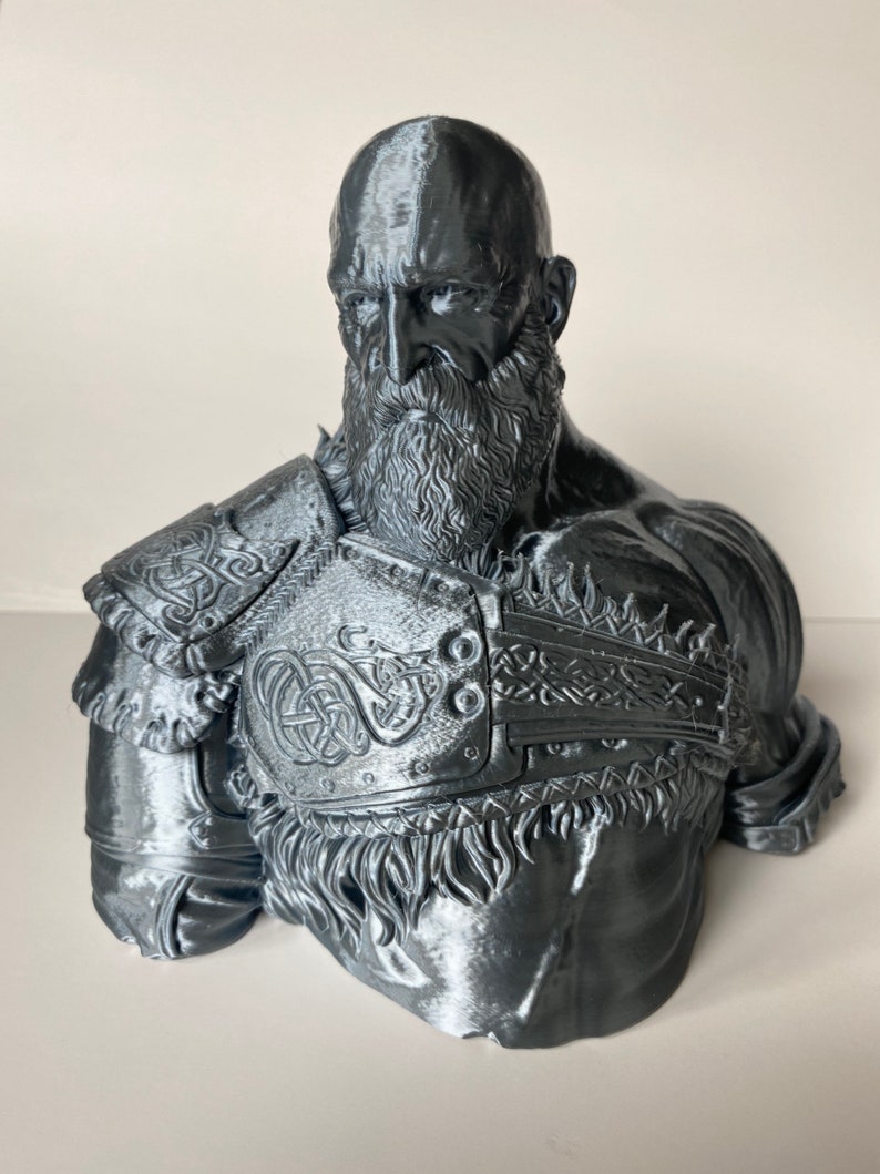 God of War Kratos 3D Printed Fan Art Silk Silver PLA 7 - Etsy