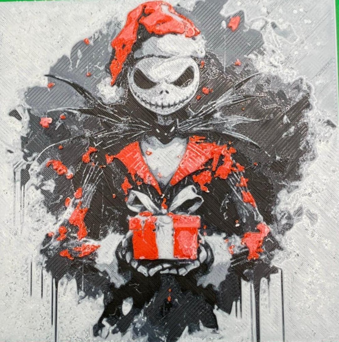 3D Printed Jack Skellington Santa Claus Poster Hueforge Art - Etsy