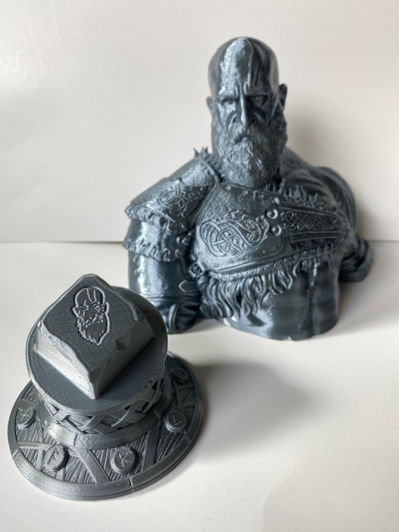 God of War Kratos 3D Printed Fan Art Silk Silver PLA 7 - Etsy