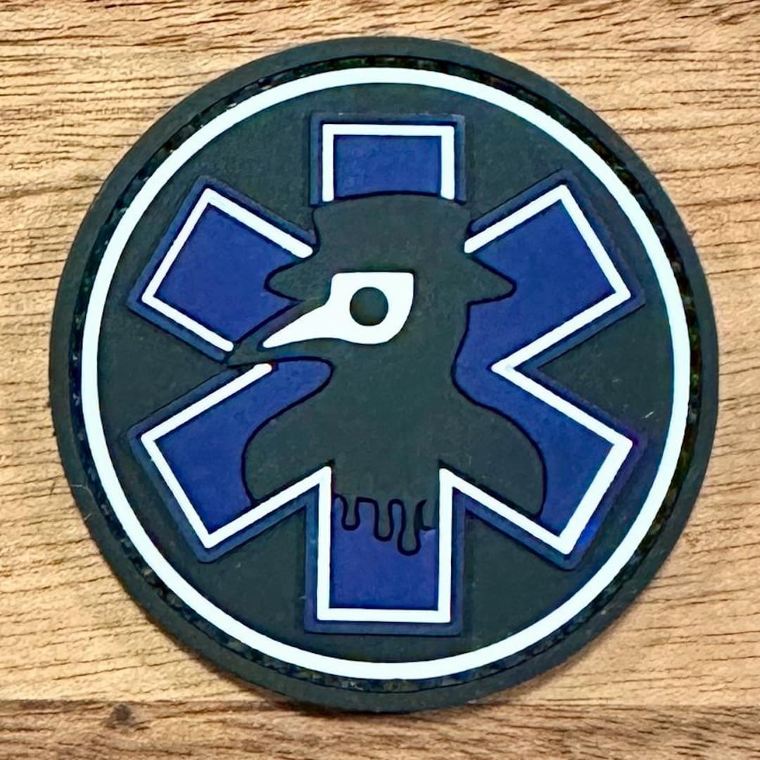 EMS EMT Paramedic Star of Life Plague Doctor PVC Morale Patch Veicro ...
