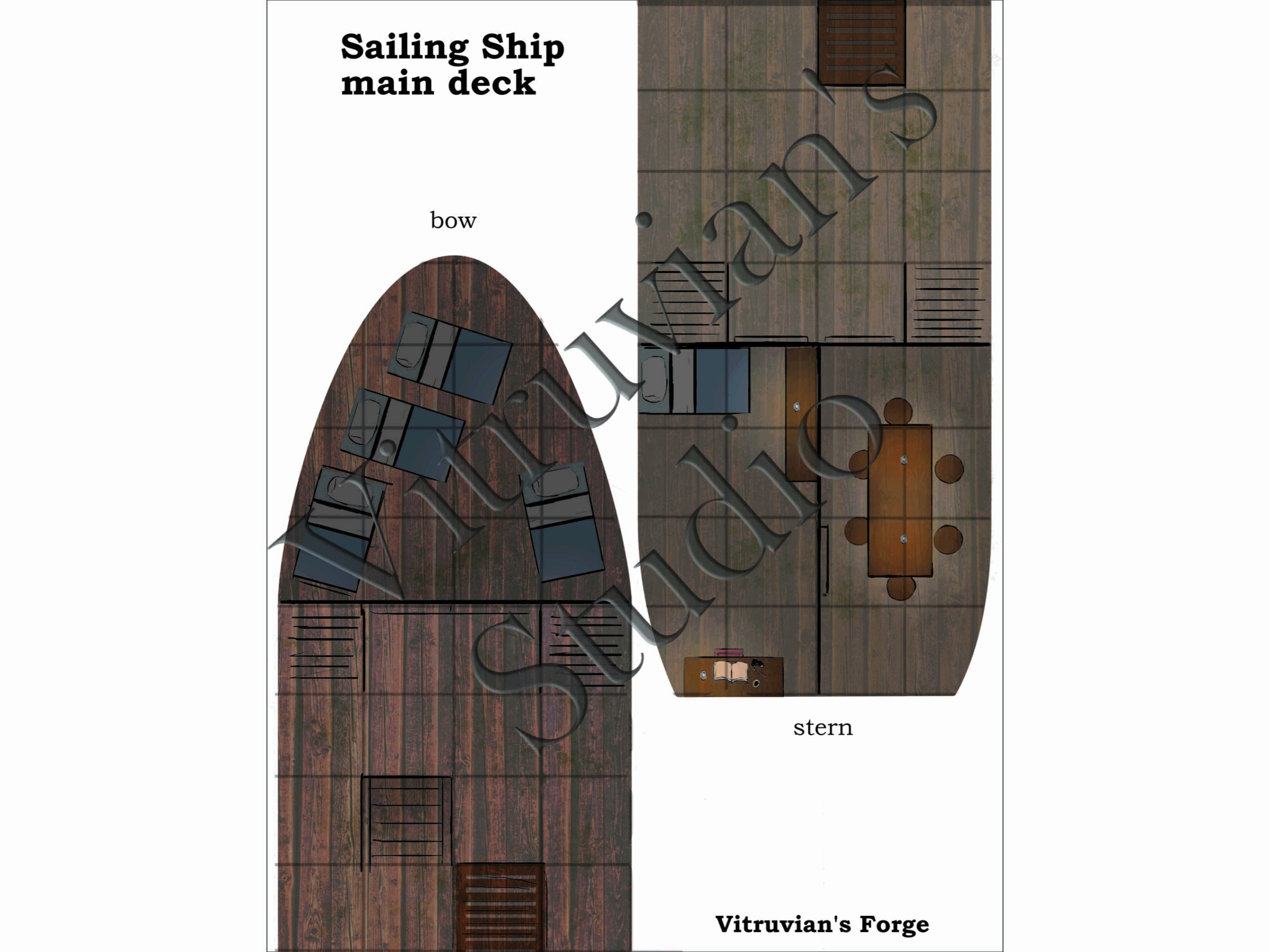 Dnd Printable Sailing Ship Battle Map - Etsy