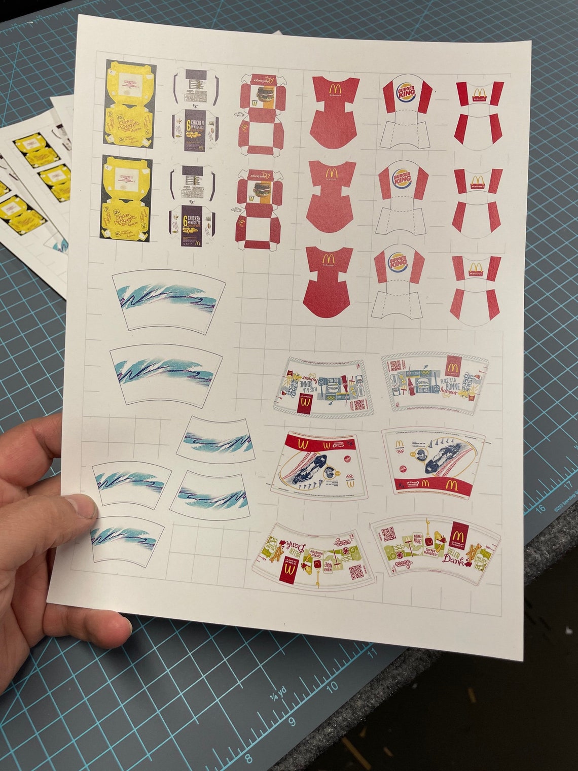 Printable Miniature Fast Food Box Fold Patterns: Fries Cups - Etsy