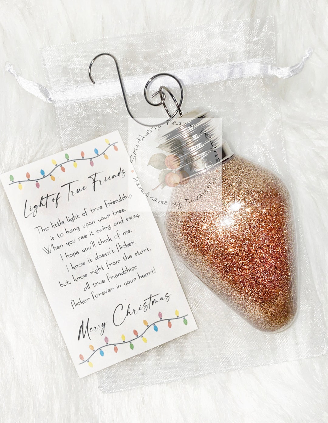 A Light of True Friends - Christmas Ornament With Poem, Glitter Light ...