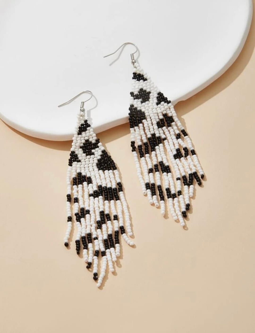 Cow Print Fringe Earrings - Etsy