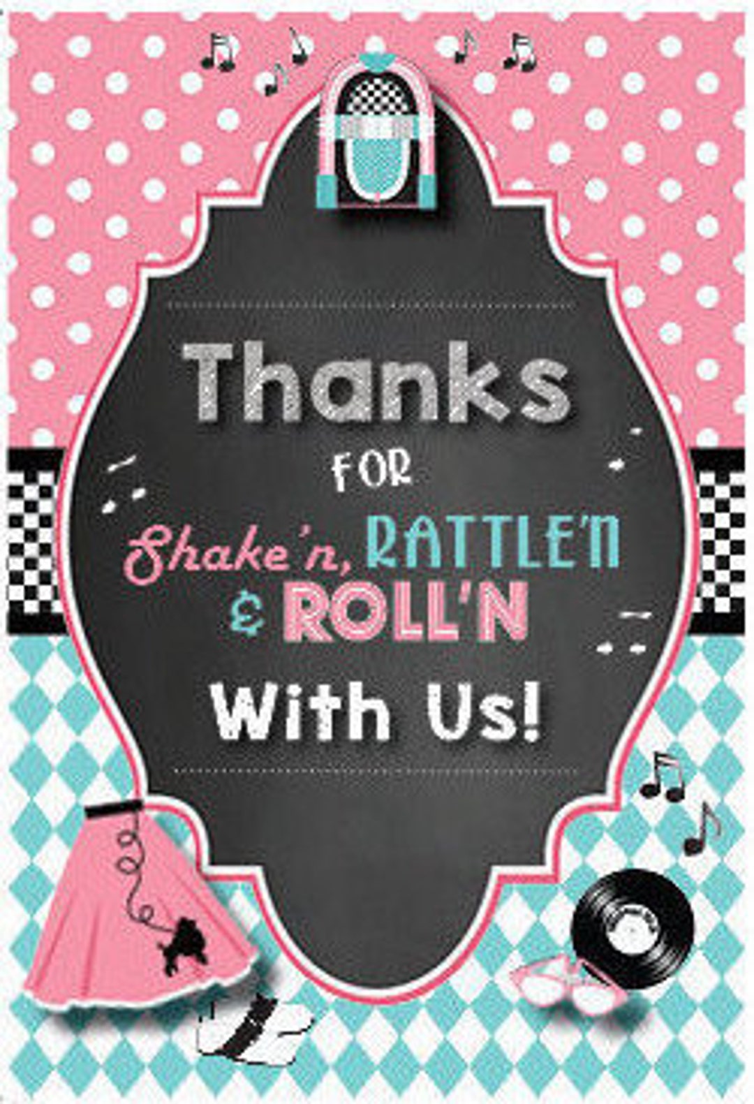 50's Style Retro Thank You - 3.5x5 - Printable - INSTANT DOWNLOAD - Etsy