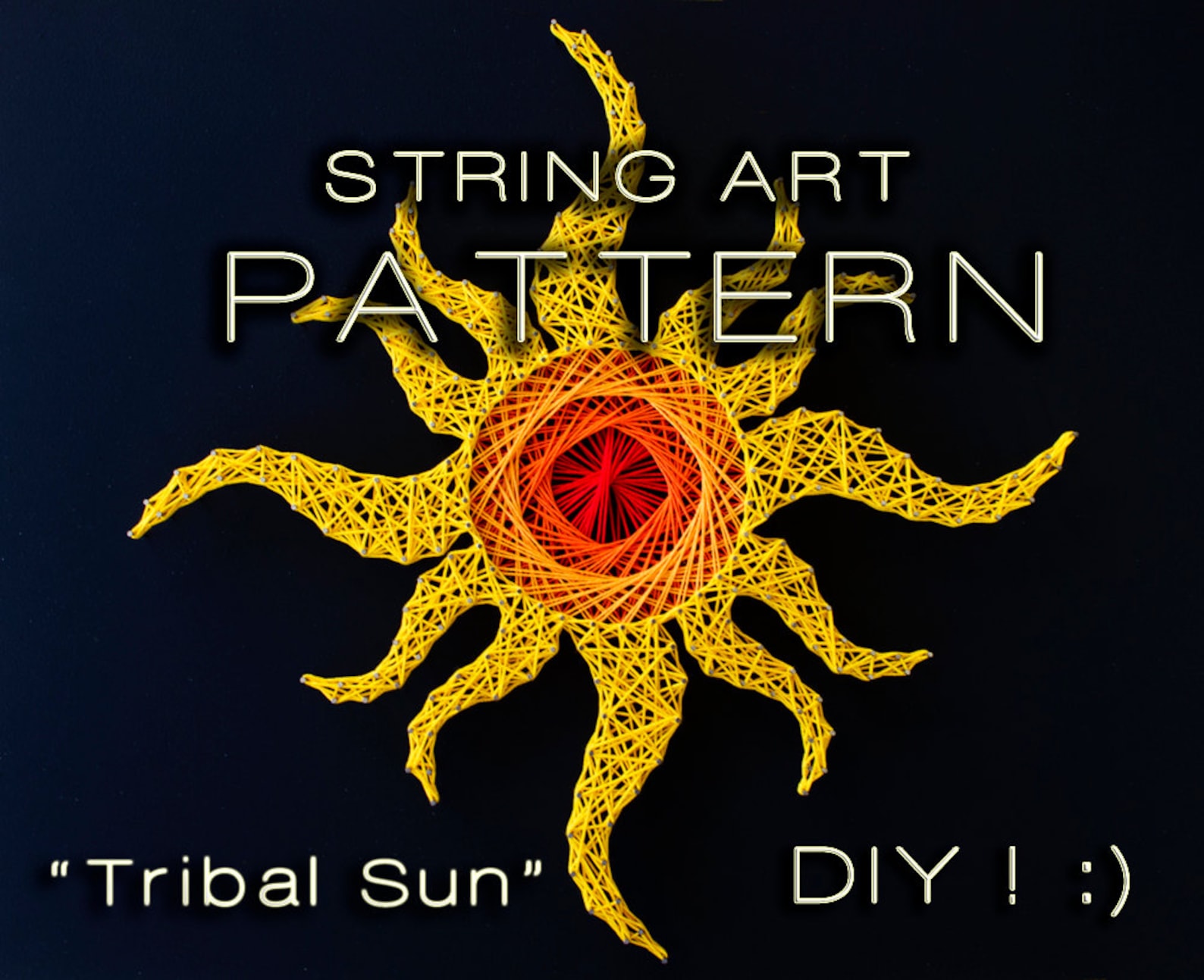 String Art Pattern & Instructions tribal Sun DIY - Etsy
