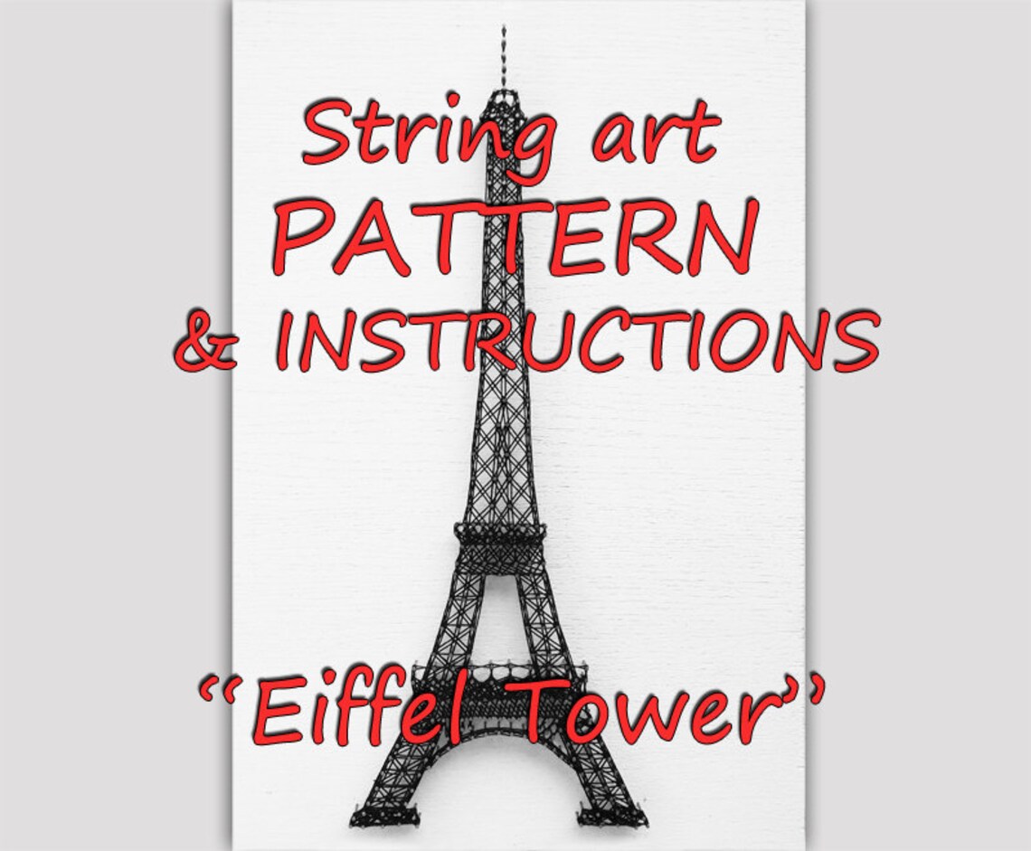 String Art Pattern & Instructions "eiffel Tower" | String Art Tutorial | String Art Template ...