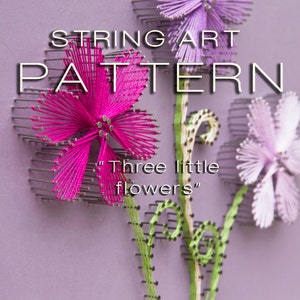 String Art Pattern "three Little Flowers" - String Art DIY - String Art ...