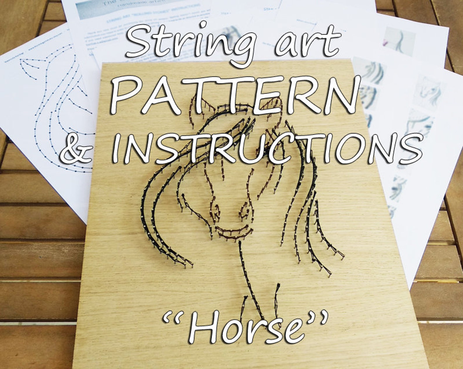 String Art Pattern & Instructions horse String Art Template String Art ...