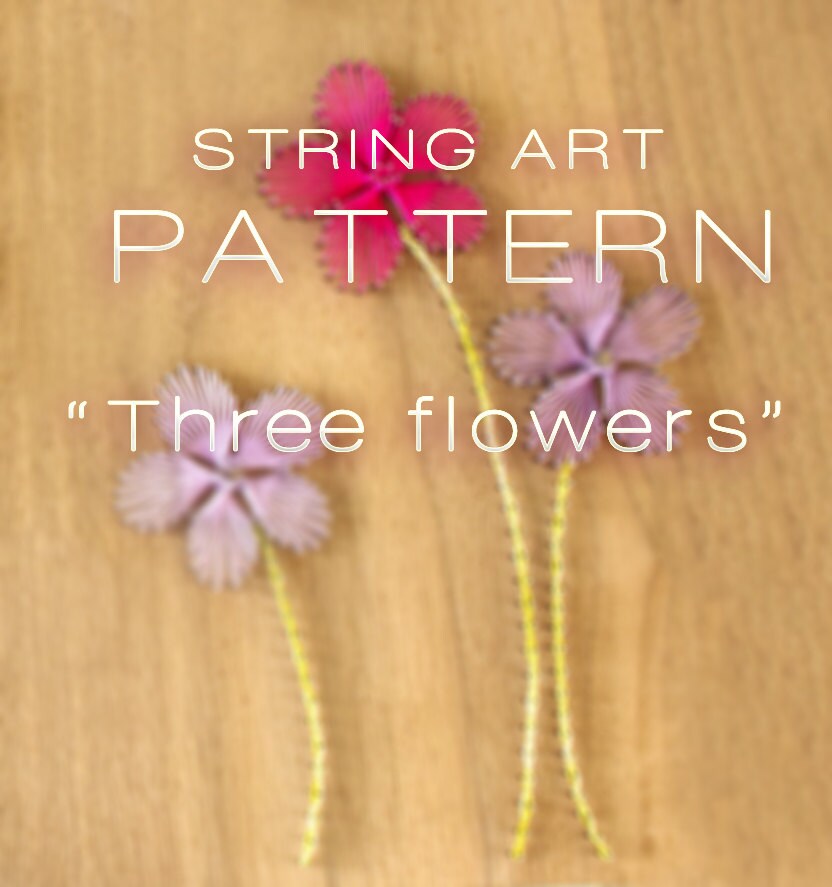 String Art Pattern "three Flowers" | String Art DIY | String Art ...