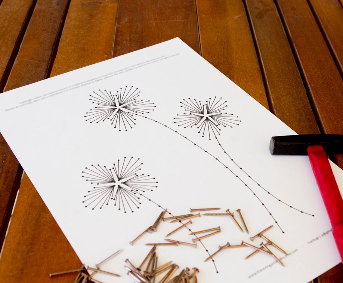 String Art Pattern "three Flowers" | String Art DIY | String Art ...