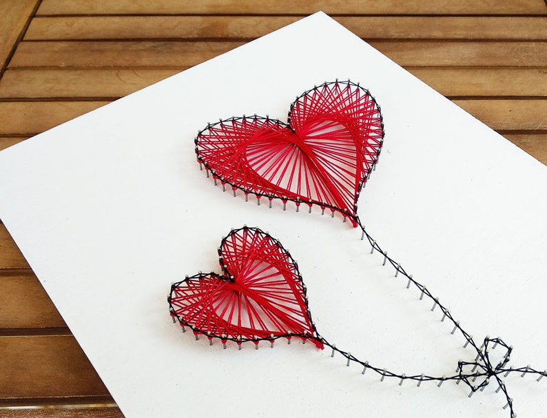 String Art Pattern "balloon Hearts" | String Art Template | String Art ...