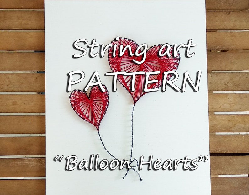 String Art Pattern balloon Hearts String Art - Etsy