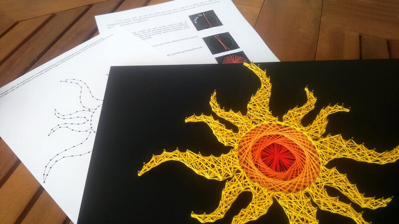 String Art Pattern & Instructions tribal Sun DIY String Art Patterns String Art Tutorial DIY ...