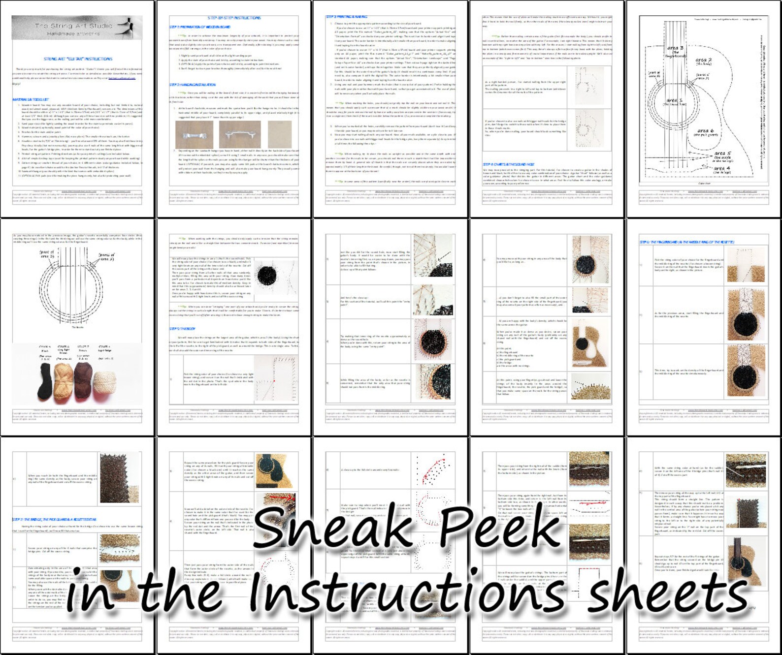 String Art Pattern and Instructions "the Guitar" | String Art Tutorial ...