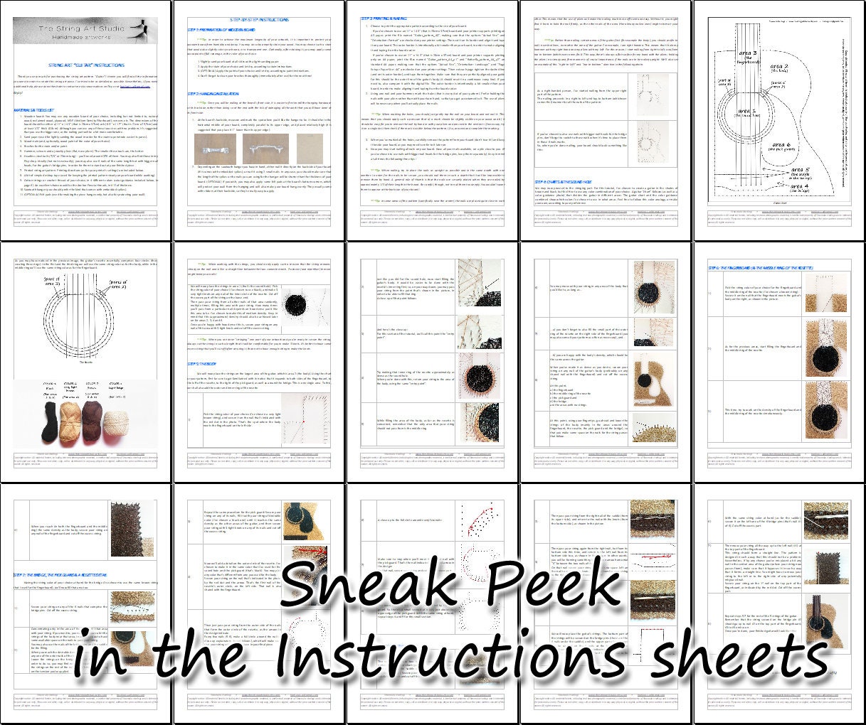 String Art Pattern and Instructions "the Guitar" | String Art Tutorial ...