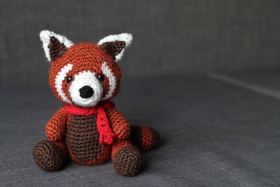 Aka the RED PANDA Crochet Stuffie With Festive Red Scarf or | Etsy