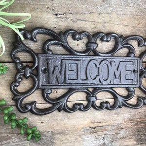 Cast Iron Welcome Sign With an Antique Bronze Finish. This Sign Looks ...