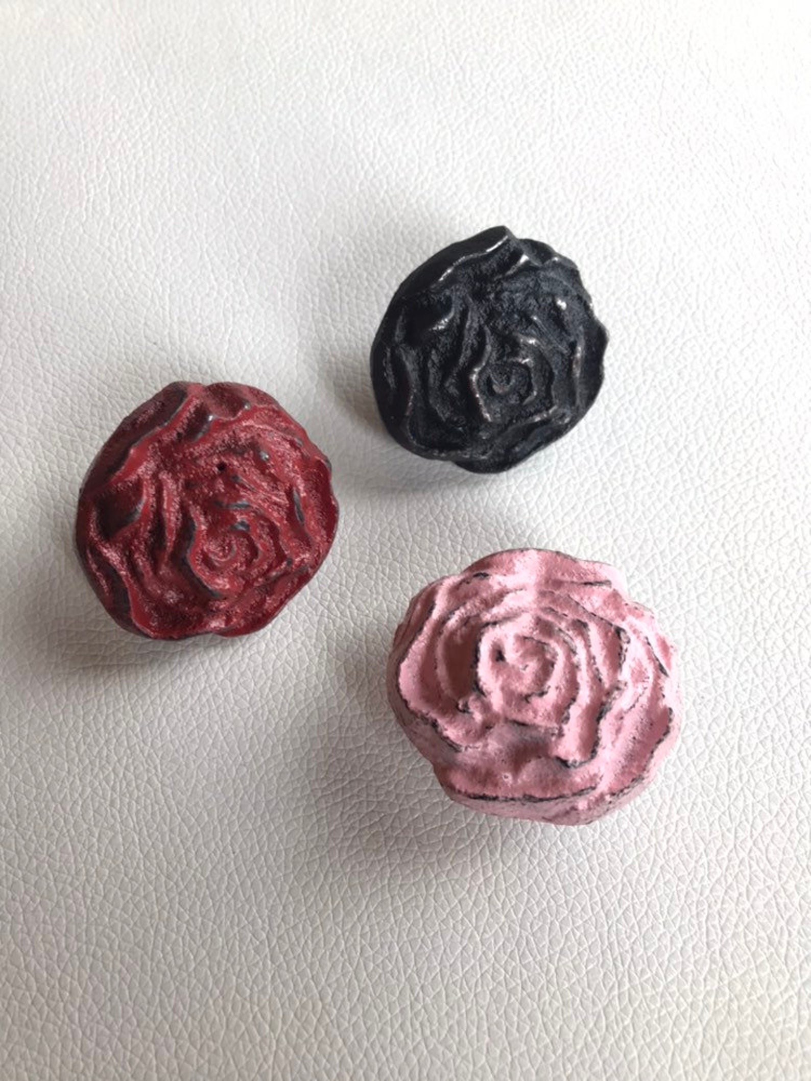 Shabby Chic Rose Drawer Knobs Made of Cast Iron Shown in | Etsy