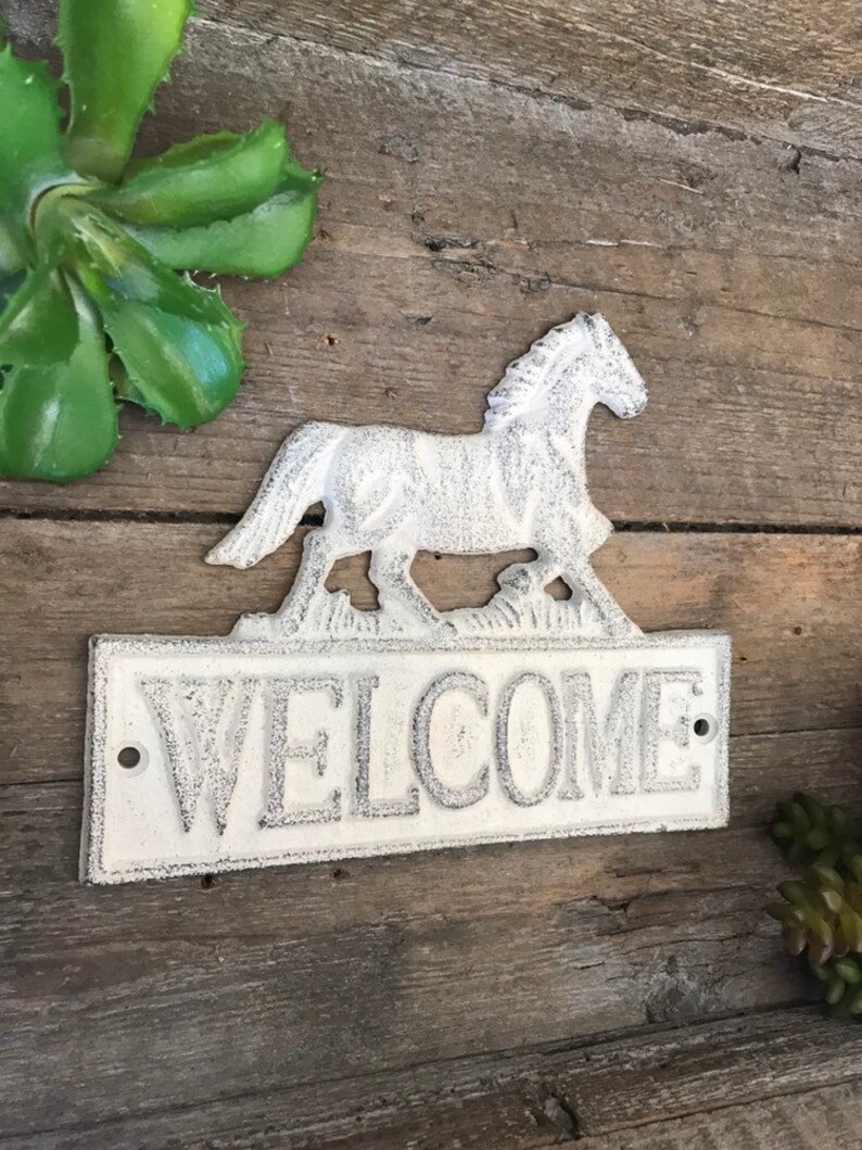 Rustic Horse Welcome Sign in a Cream Linen Finish. for a | Etsy
