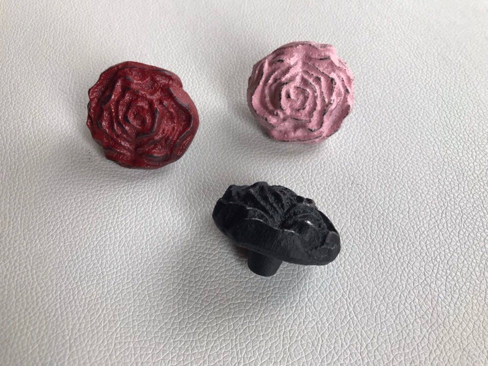 Shabby Chic Rose Drawer Knobs Made of Cast Iron Shown in | Etsy