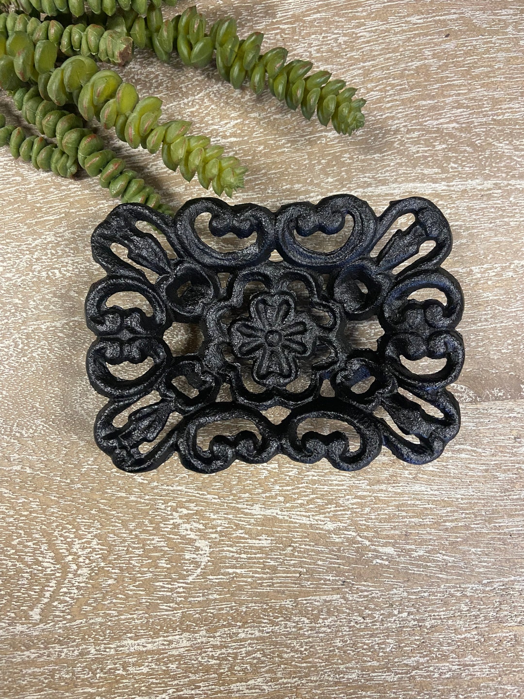 Solid Cast Iron Clover Soap Dish Finished in the Black Gunmetal Finish ...
