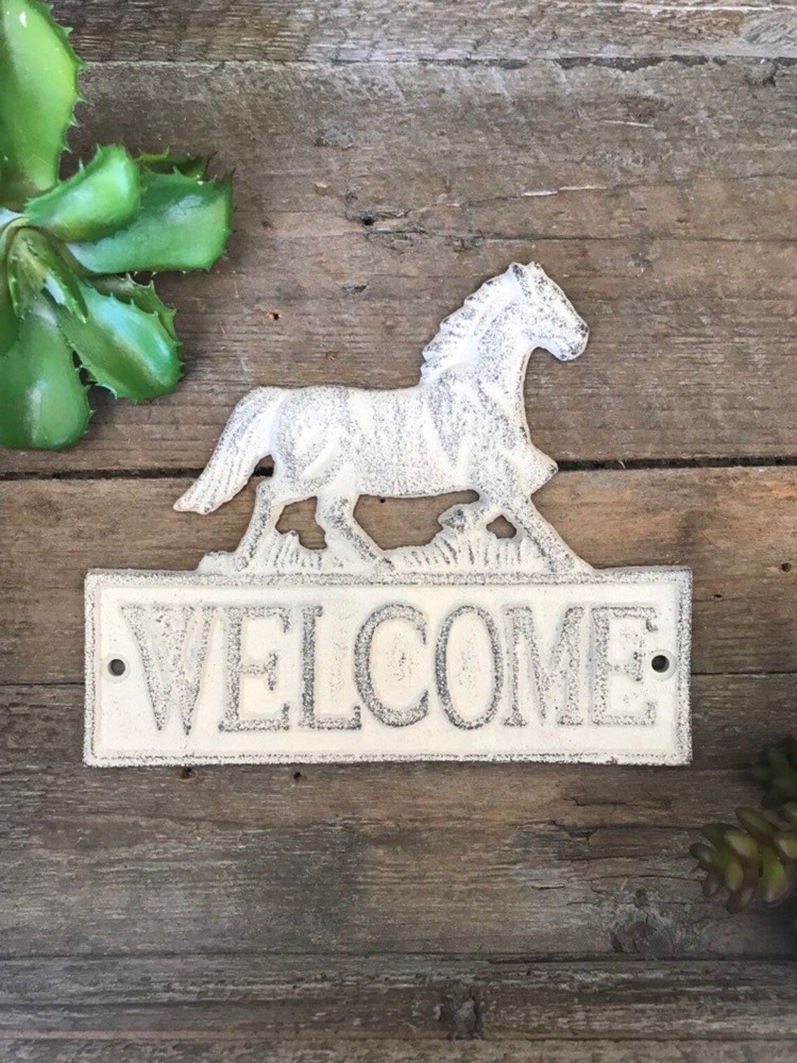 Rustic Horse Welcome Sign in a Cream Linen Finish. for a | Etsy