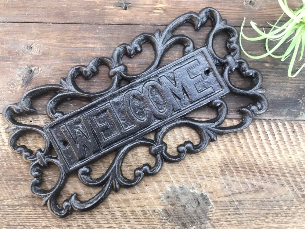 Cast Iron Welcome Sign With an Antique Bronze Finish. This Sign Looks ...