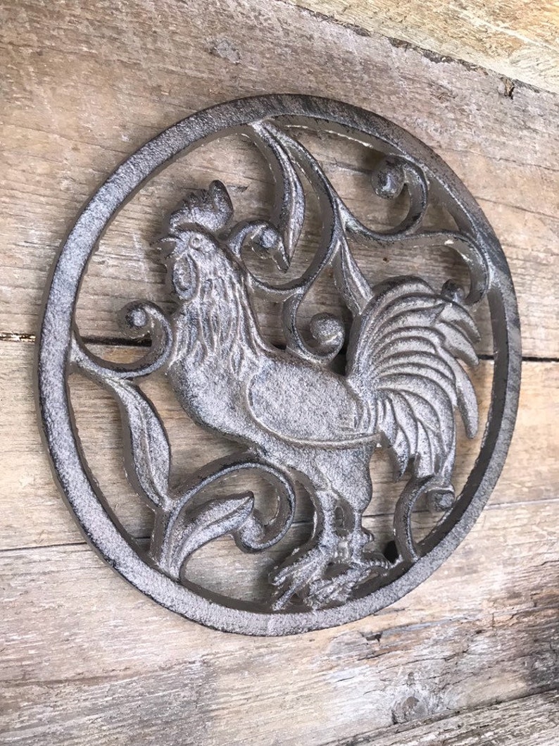 Cast iron rooster trivet to protect your sensitive counters | Etsy