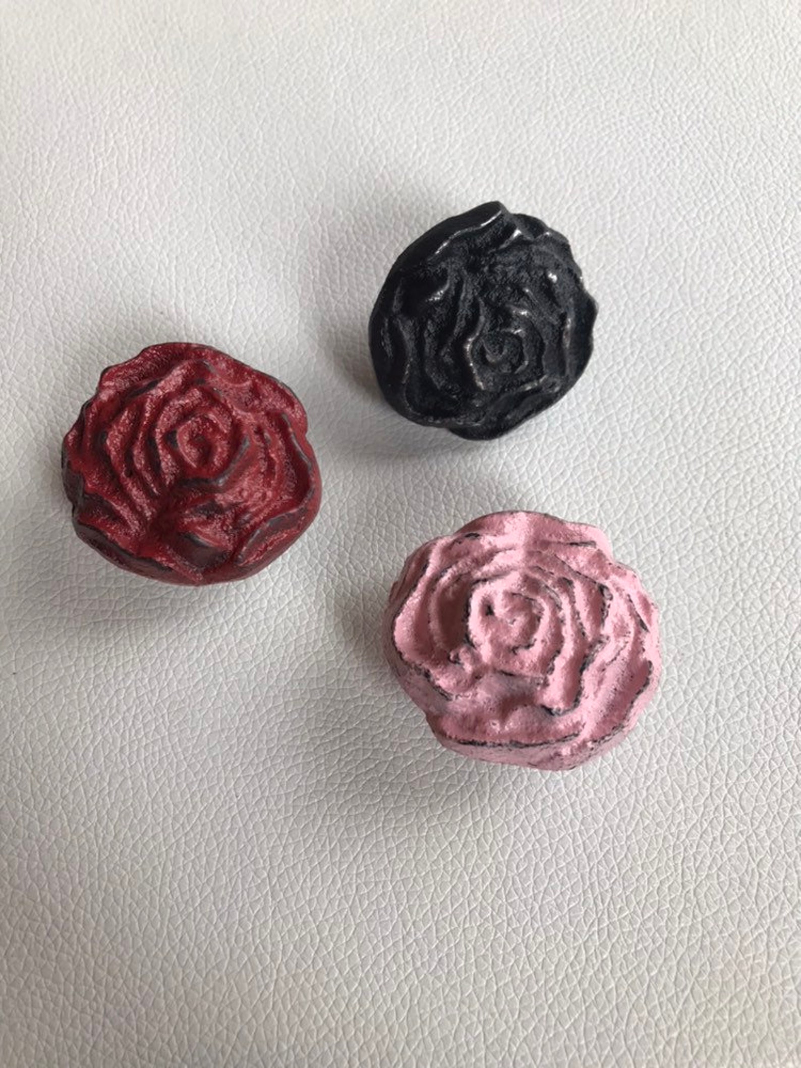 Shabby Chic Rose Drawer Knobs Made of Cast Iron Shown in | Etsy