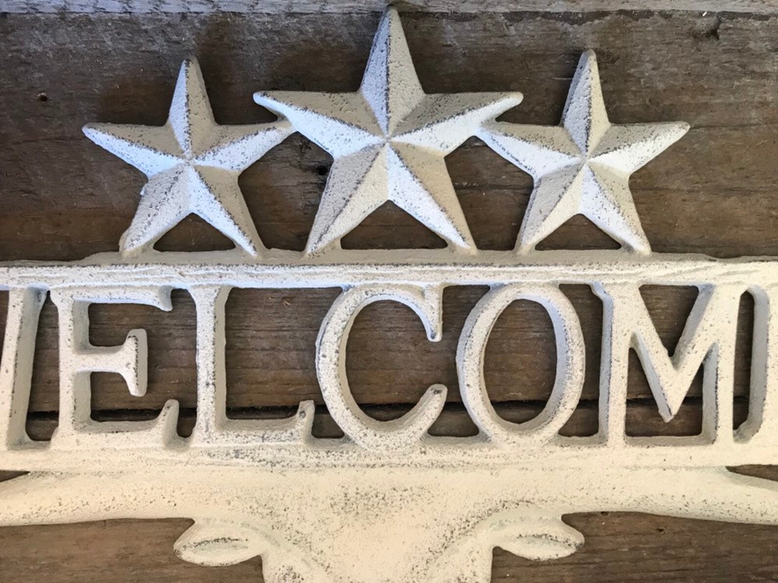 Longhorn Bull Welcome Sign in the Black Gunmetal and the Cream - Etsy