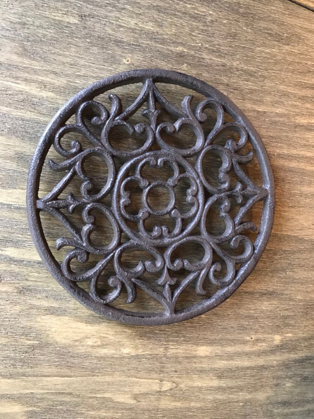 Round Cast Iron Trivet and Potholder With Intricate and Beautiful ...