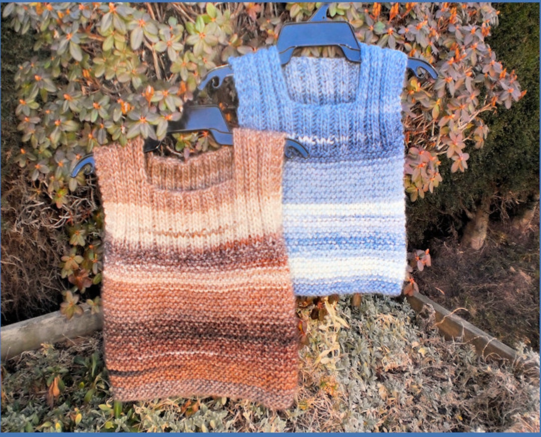 CHILDS - GARTER Stitch and Rib VEST Knitted in Chunky Wool Square Neck ...