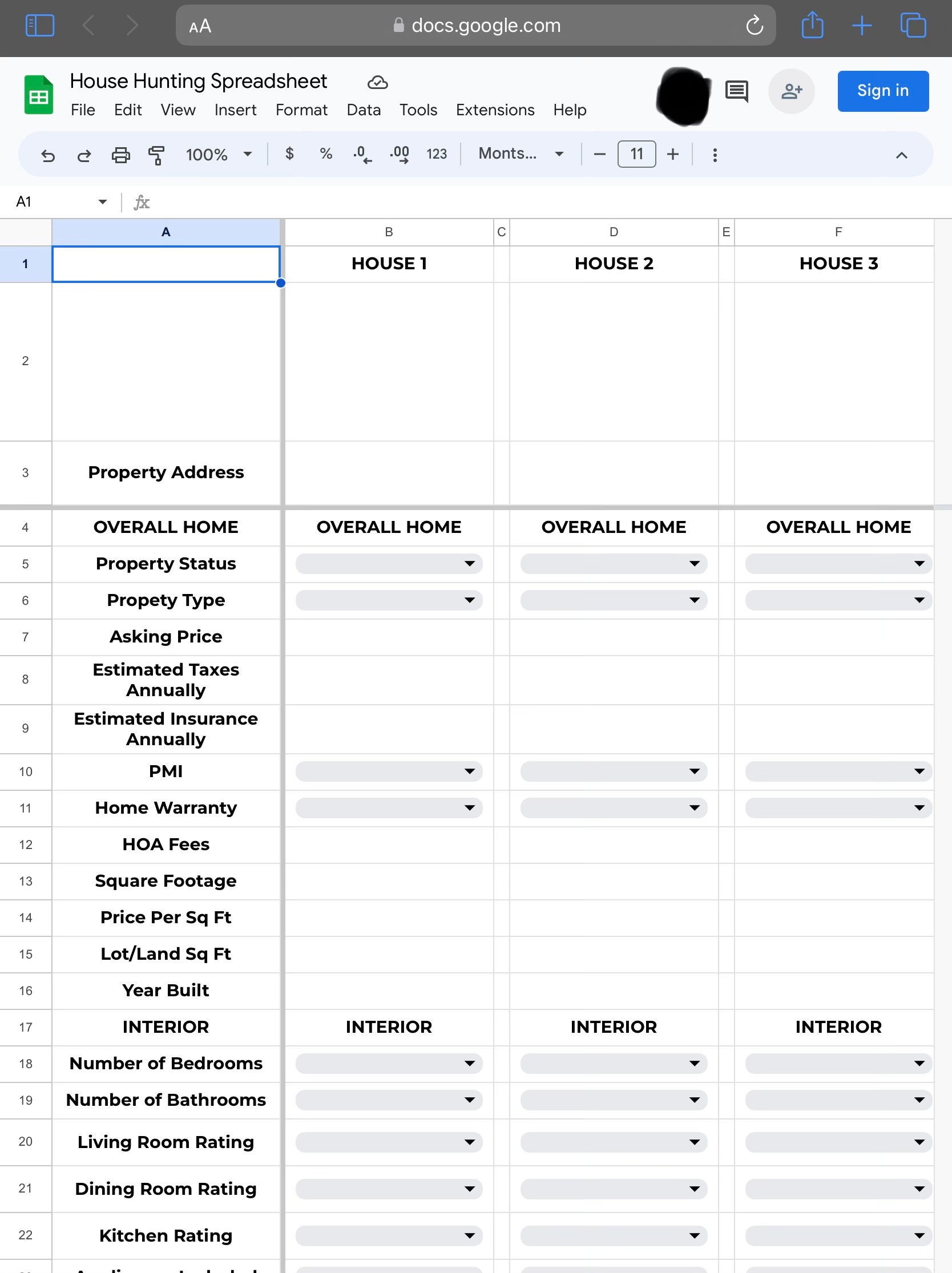 House Hunting Super Spreadsheet - Etsy