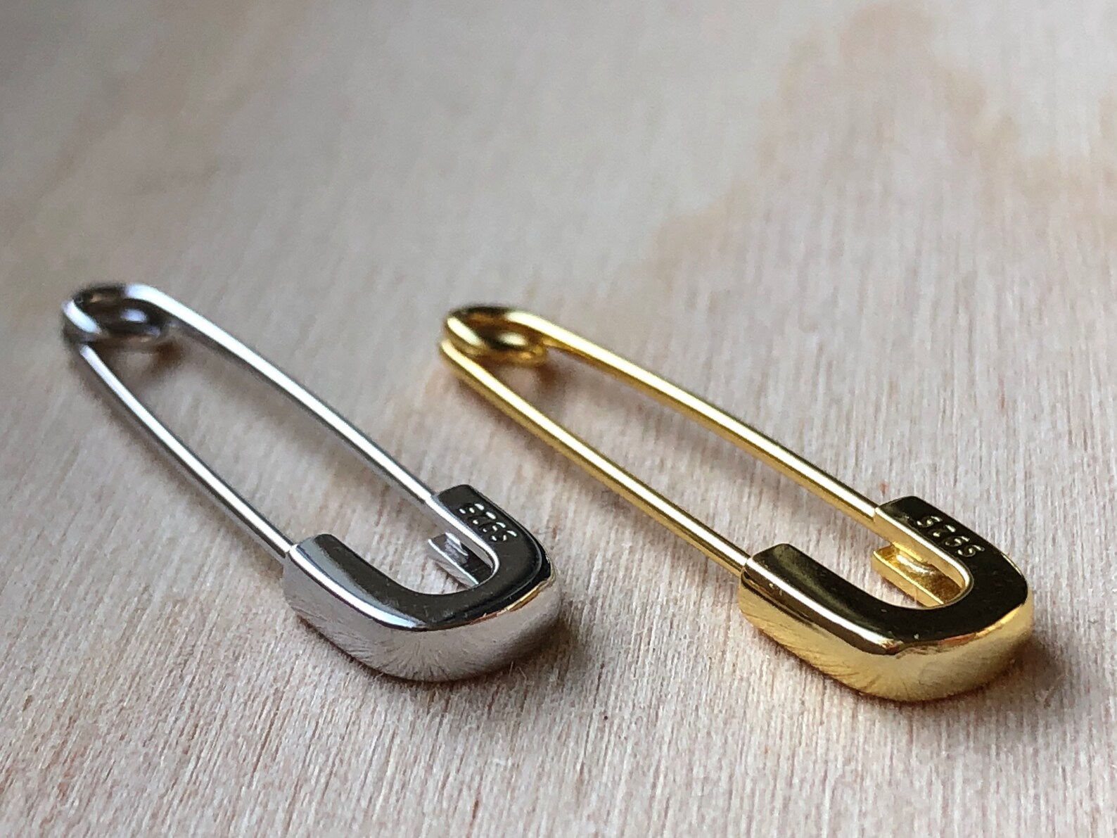 Sav- Safety Pin Earrings, Paper Clip Earrings, Gold Safety Pin Earrings ...