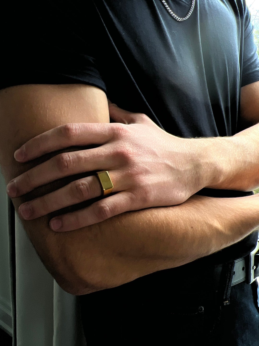 Silas- Mens Signet Band Ring ,silver Signet Ring, Gold Signet Ring, Thick Mens Ring, Mens Band ...