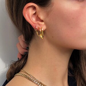 Aryn Oval Hoop Earring, Silver Oval Hoop Earrings, Gold Oval Hoop ...