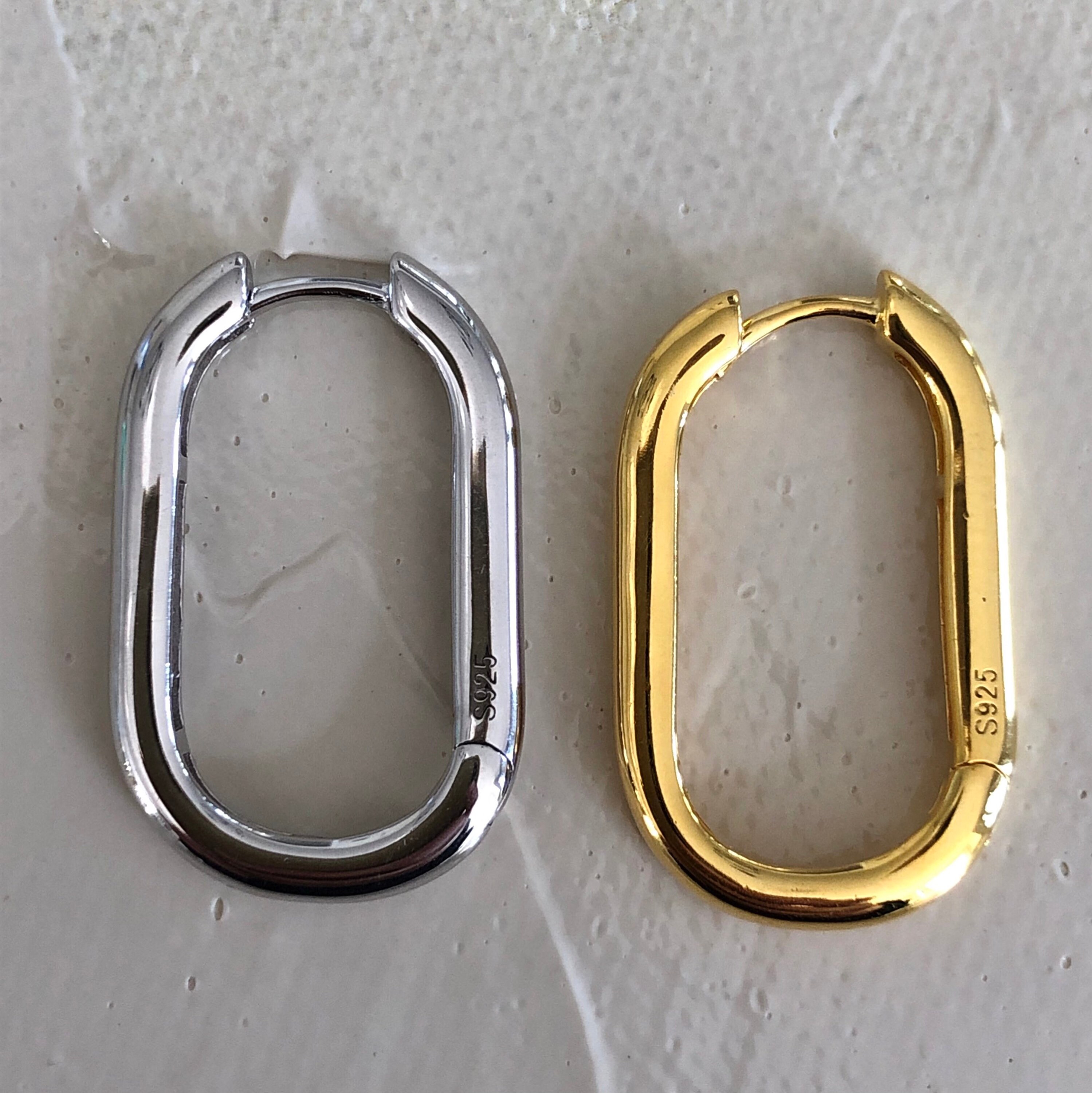 Aryn Oval Hoop Earring Silver Oval Hoop Earrings Gold Oval | Etsy