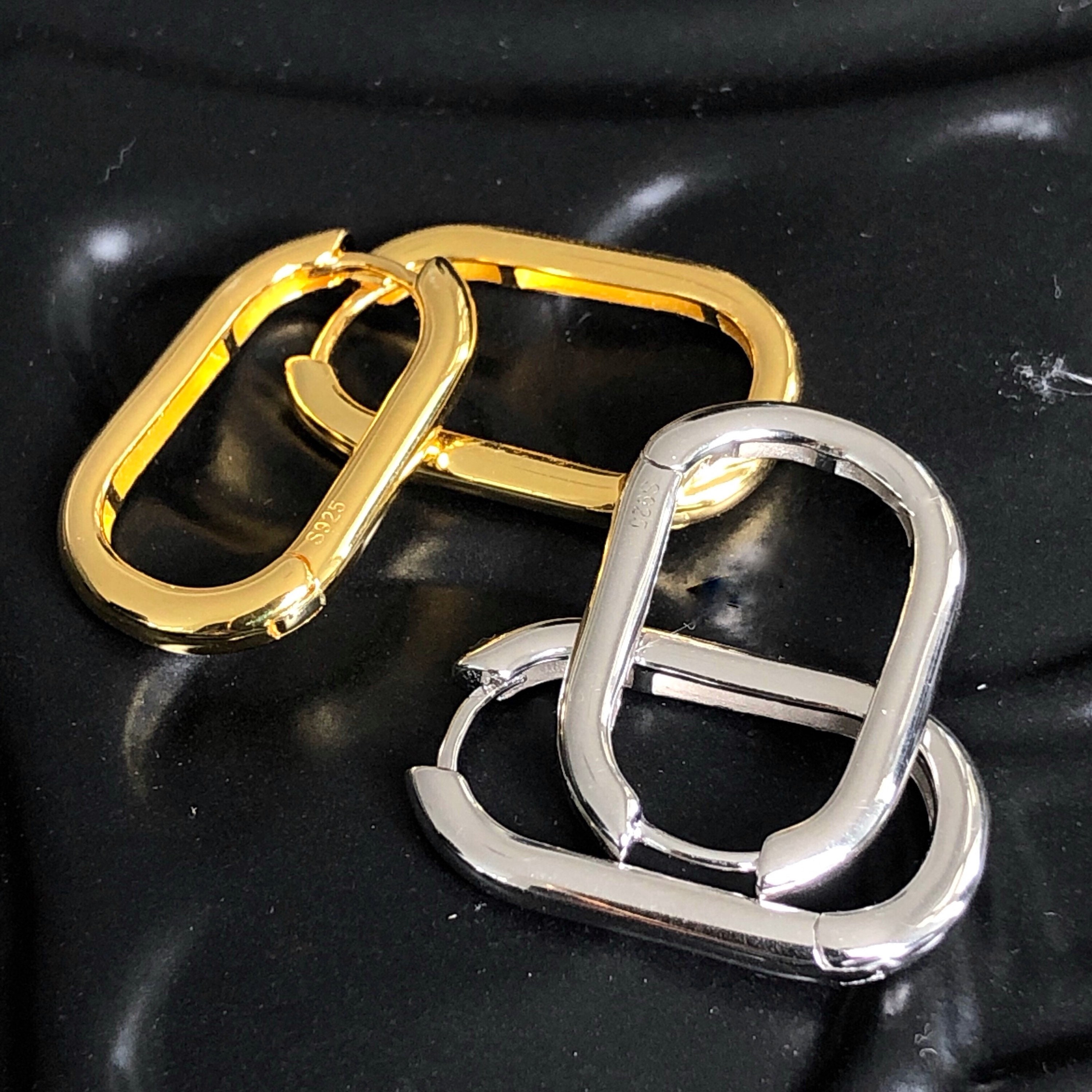 Aryn Oval Hoop Earring Silver Oval Hoop Earrings Gold Oval | Etsy