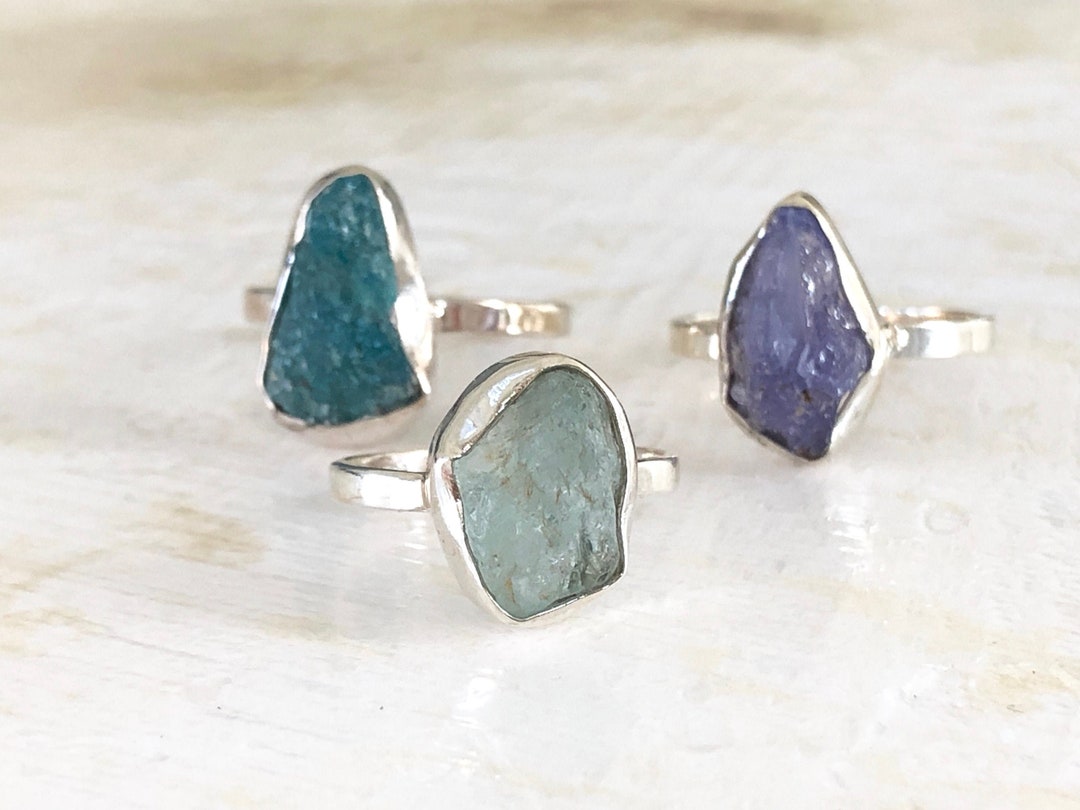 Lith - Semi Precious Stone Ring, Crystal Ring, Aquamarine, Apatite ...