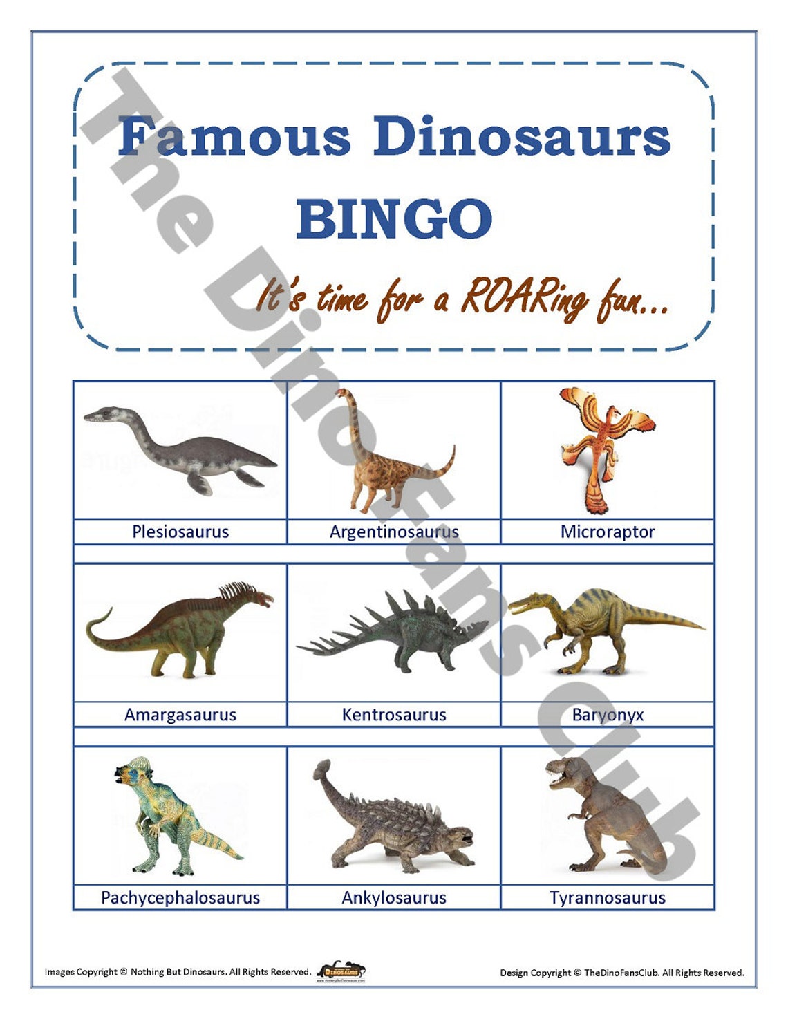 DINOSAUR Bingo 30 Printable Cards INSTANT DOWNLOAD, Famous Dinosaurs ...