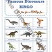 DINOSAUR Bingo 30 Printable Cards INSTANT DOWNLOAD, Famous Dinosaurs ...