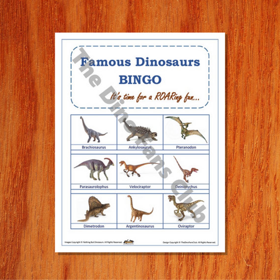 DINOSAUR Bingo 30 Printable Cards INSTANT DOWNLOAD, Famous Dinosaurs ...