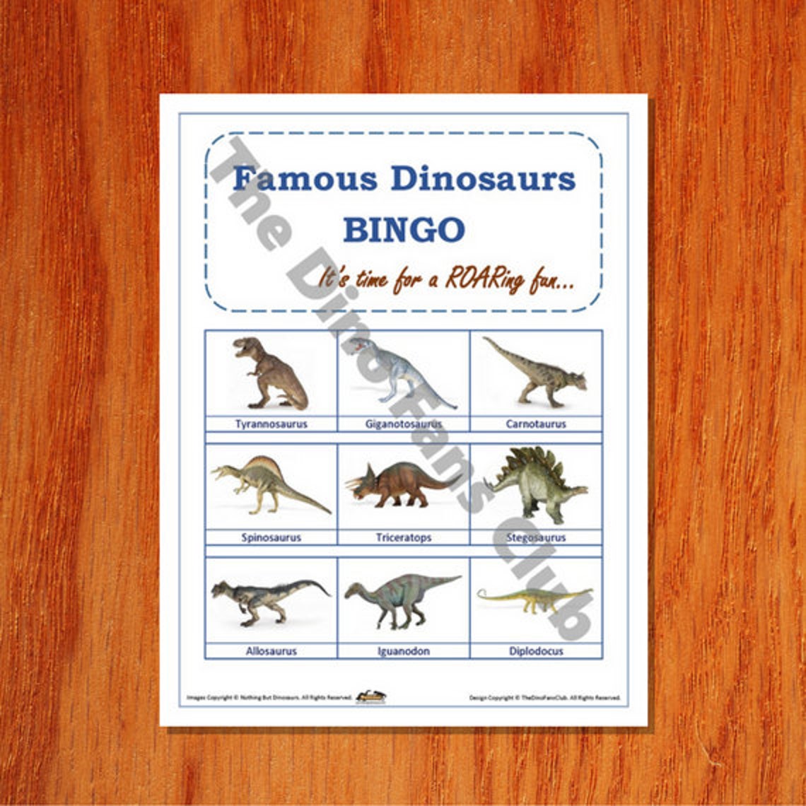 DINOSAUR Bingo 40 Printable Cards INSTANT DOWNLOAD, Famous Dinosaurs ...