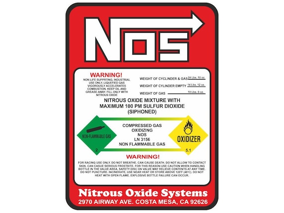 NOS Nitrous Oxide 10 lb Bottle Label Super High Quality Decal | Etsy
