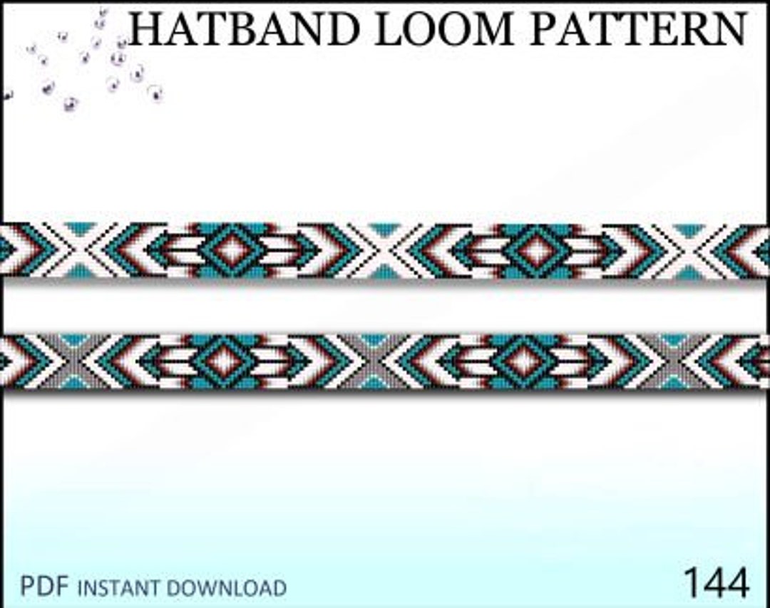 Turquoise Color Delica Beads Hatband Loom Stitch Pattern No.144 ...